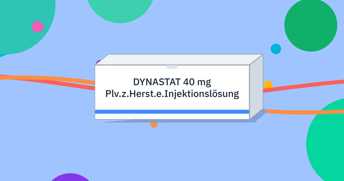 Symbolbild: Packung mit der Aufschrift DYNASTAT 40 mg Plv.z.Herst.e.Injektionslösung (PZN 02187623) – Verfügbarkeit und Bezug in Apotheken in Frankfurt am Main