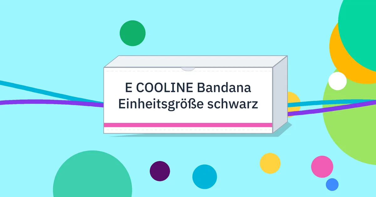 Symbolbild: Packung mit der Aufschrift E COOLINE Bandana Einheitsgröße schwarz (PZN 06469092) – Verfügbarkeit und Bezug in Apotheken in Frankfurt am Main