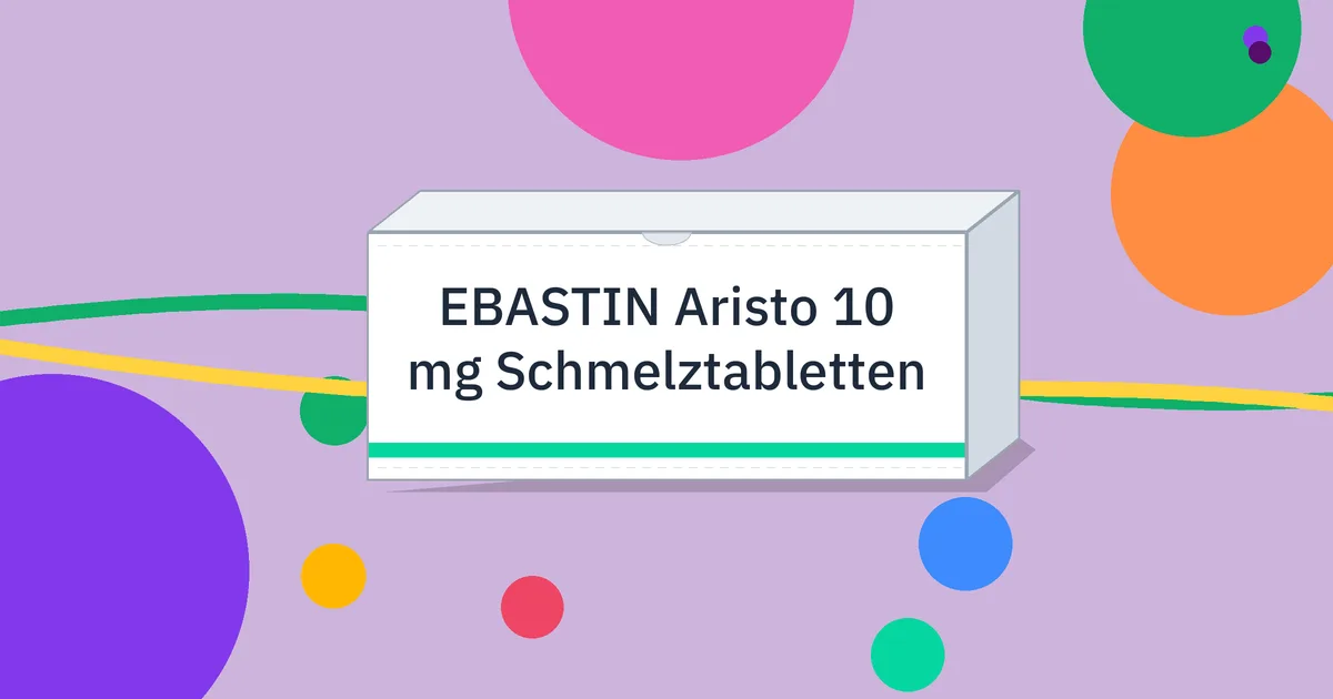 Symbolbild: Packung mit der Aufschrift EBASTIN Aristo 10 mg Schmelztabletten (PZN 20272752) – Verfügbarkeit und Bezug in Apotheken in Frankfurt am Main