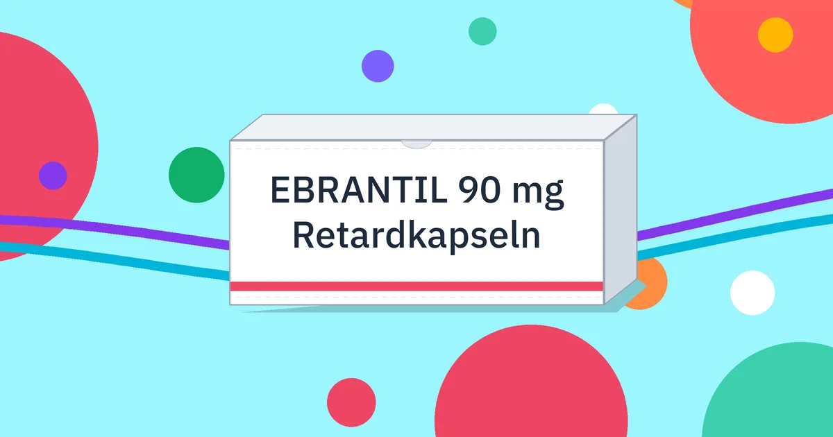 Symbolbild: Packung mit der Aufschrift EBRANTIL 90 mg Retardkapseln (PZN 06683460) – Verfügbarkeit und Bezug in Apotheken in Frankfurt am Main