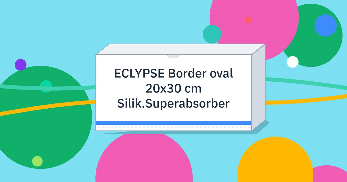 Symbolbild: Packung mit der Aufschrift ECLYPSE Border oval 20x30 cm Silik.Superabsorber (PZN 10258024) – Verfügbarkeit und Bezug in Apotheken in Frankfurt am Main