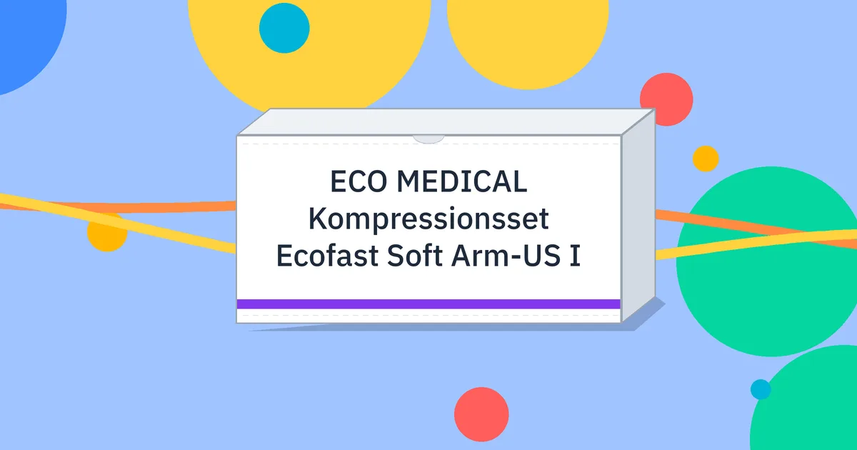 Symbolbild: Packung mit der Aufschrift ECO MEDICAL Kompressionsset Ecofast Soft Arm-US I (PZN 18718896) – Verfügbarkeit und Bezug in Apotheken in Frankfurt am Main