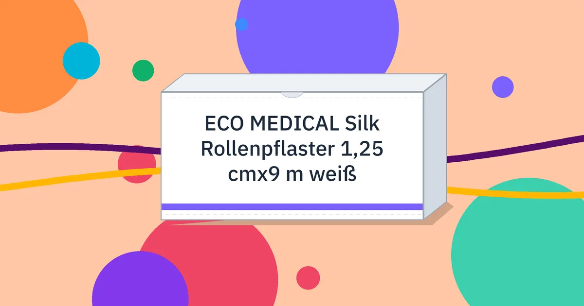 Symbolbild: Packung mit der Aufschrift ECO MEDICAL Silk Rollenpflaster 1,25 cmx9 m weiß (PZN 00742523) – Verfügbarkeit und Bezug in Apotheken in Frankfurt am Main