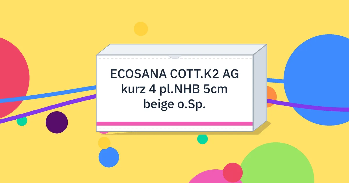 Symbolbild: Packung mit der Aufschrift ECOSANA COTT.K2 AG kurz 4 pl.NHB 5cm beige o.Sp. (PZN 16949976) – Verfügbarkeit und Bezug in Apotheken in Frankfurt am Main