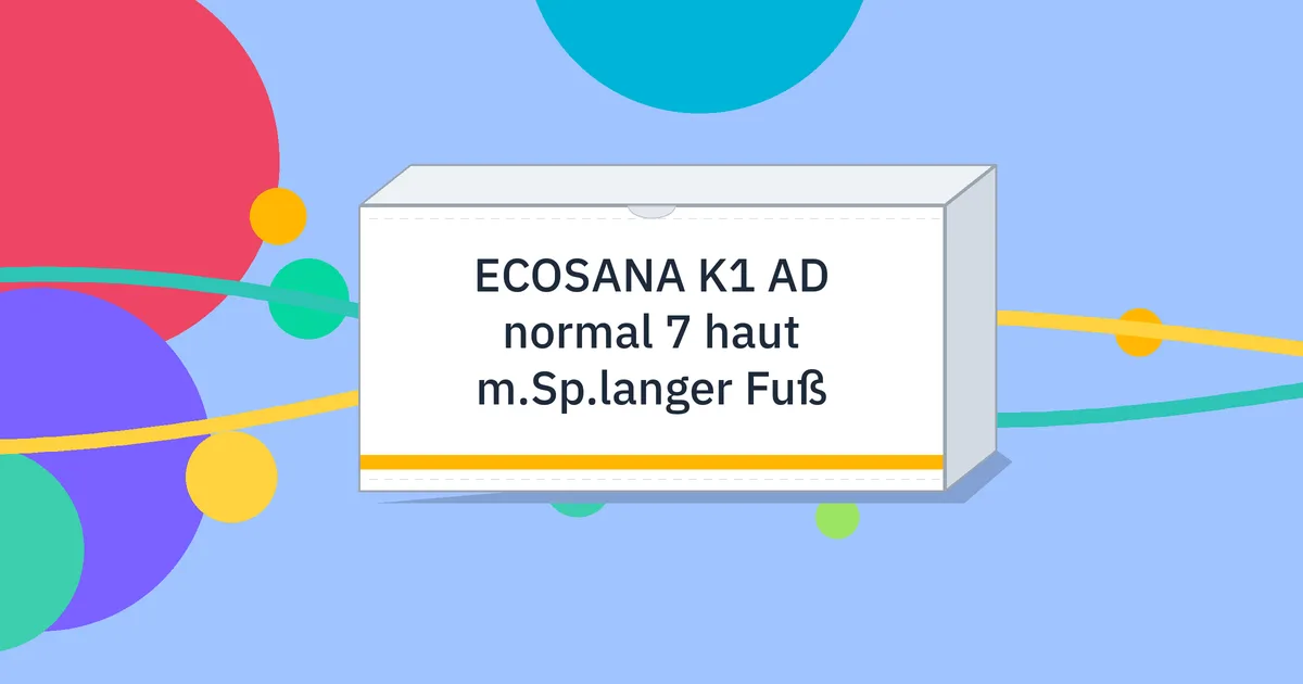 Symbolbild: Packung mit der Aufschrift ECOSANA K1 AD normal 7 haut m.Sp.langer Fuß (PZN 04725527) – Verfügbarkeit und Bezug in Apotheken in Frankfurt am Main