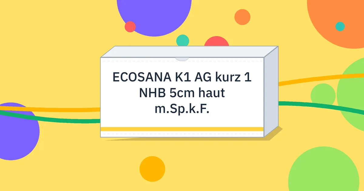 Symbolbild: Packung mit der Aufschrift ECOSANA K1 AG kurz 1 NHB 5cm haut m.Sp.k.F. (PZN 04726188) – Verfügbarkeit und Bezug in Apotheken in Frankfurt am Main