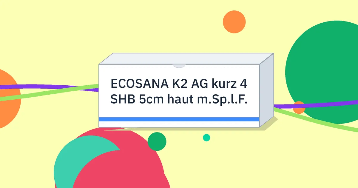 Symbolbild: Packung mit der Aufschrift ECOSANA K2 AG kurz 4 SHB 5cm haut m.Sp.l.F. (PZN 10955177) – Verfügbarkeit und Bezug in Apotheken in Frankfurt am Main