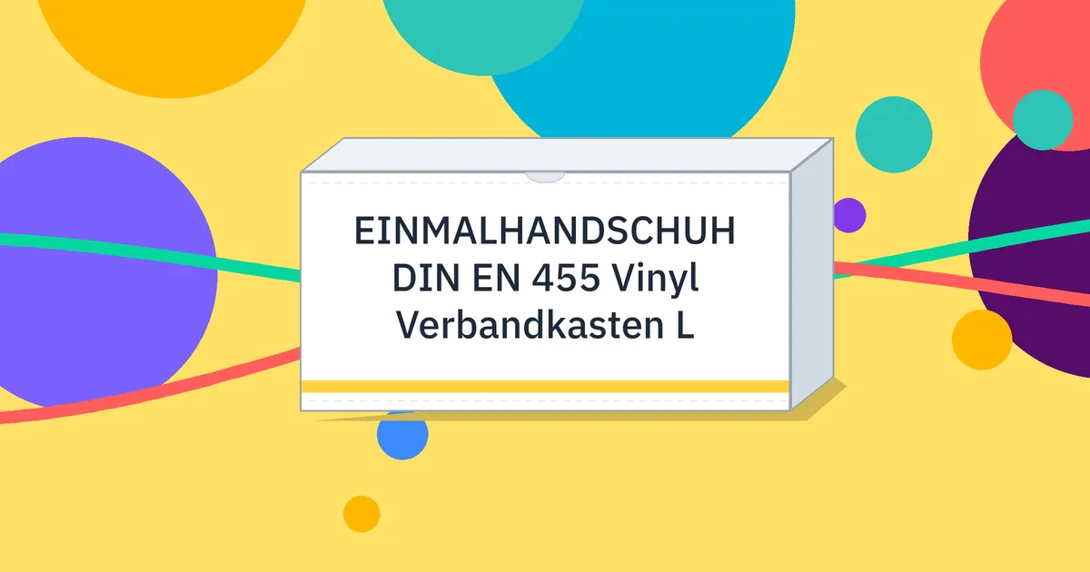 Symbolbild: Packung mit der Aufschrift EINMALHANDSCHUH DIN EN 455 Vinyl Verbandkasten L (PZN 18047551) – Verfügbarkeit und Bezug in Apotheken in Frankfurt am Main