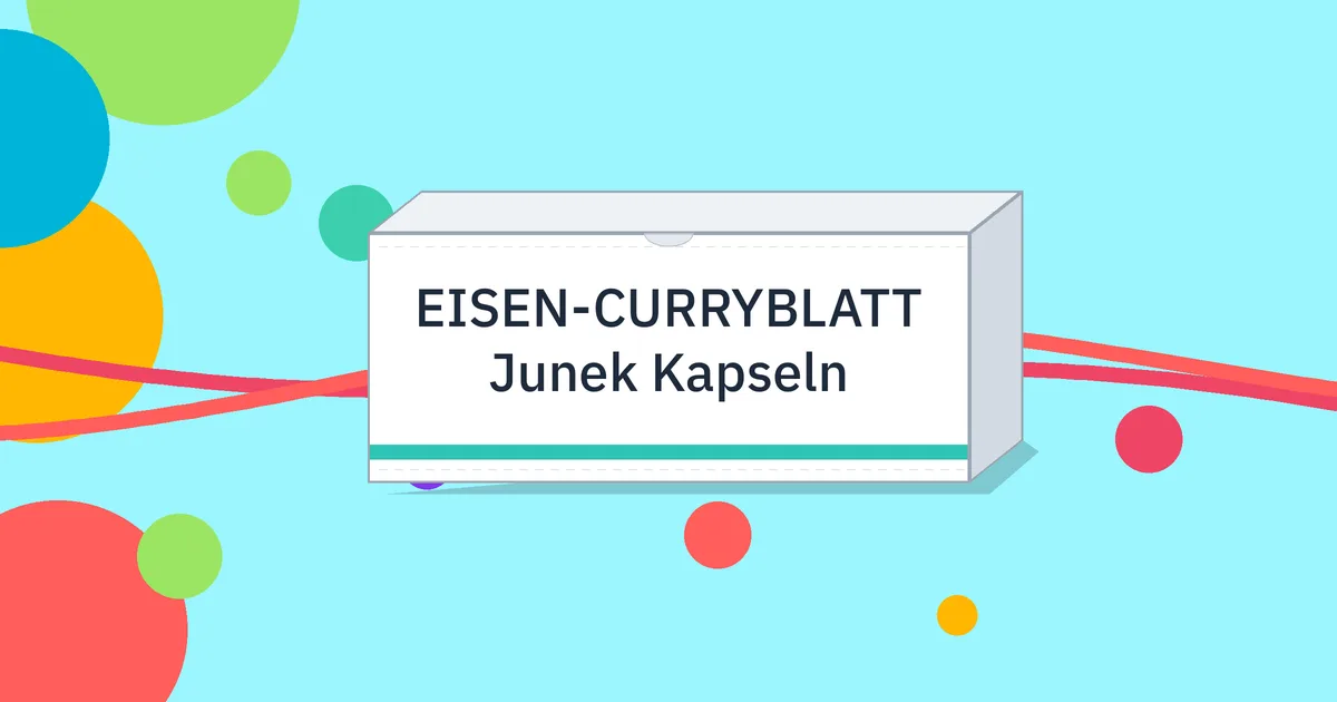 Symbolbild: Packung mit der Aufschrift EISEN-CURRYBLATT Junek Kapseln (PZN 11147019) – Verfügbarkeit und Bezug in Apotheken in Frankfurt am Main