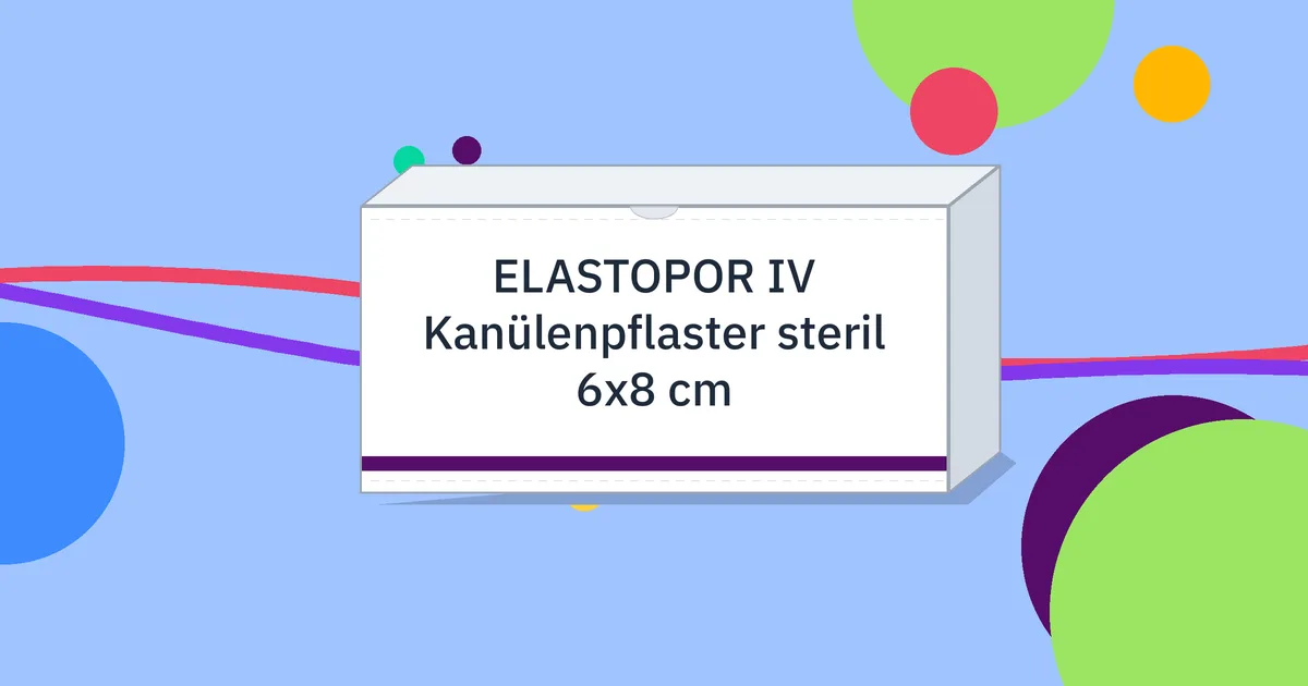 Symbolbild: Packung mit der Aufschrift ELASTOPOR IV Kanülenpflaster steril 6x8 cm (PZN 19388952) – Verfügbarkeit und Bezug in Apotheken in Frankfurt am Main