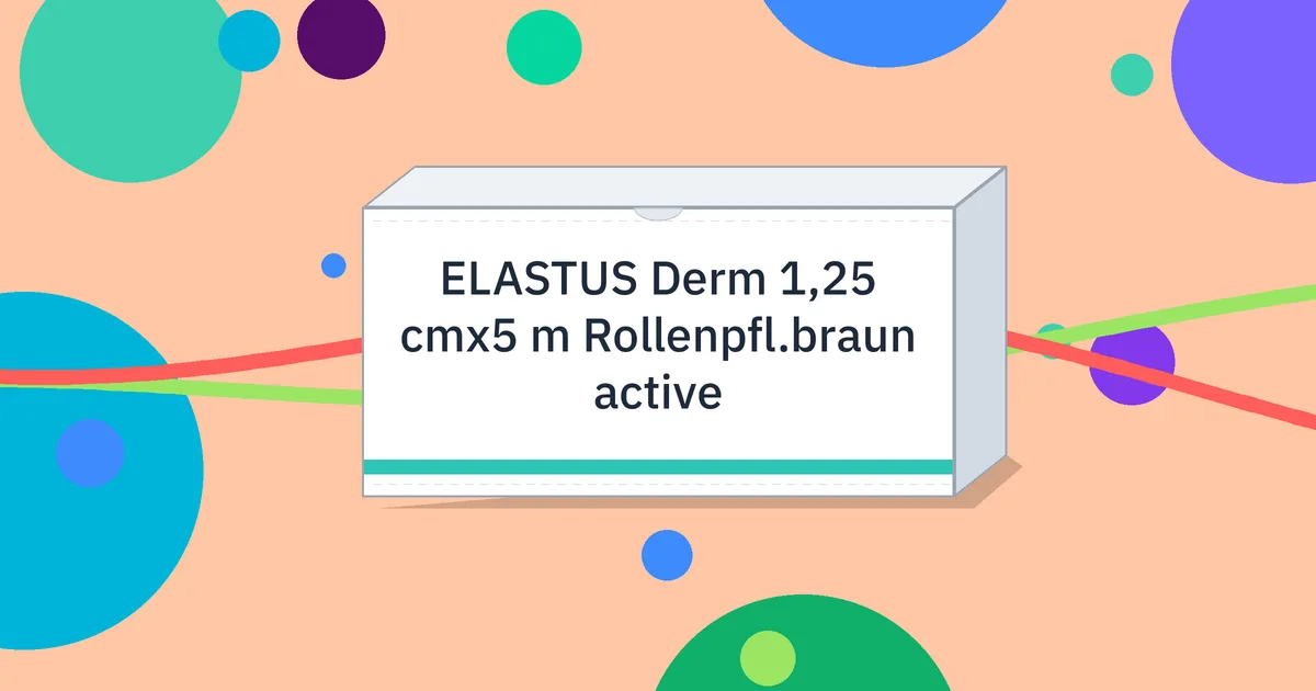 Symbolbild: Packung mit der Aufschrift ELASTUS Derm 1,25 cmx5 m Rollenpfl.braun active (PZN 01312440) – Verfügbarkeit und Bezug in Apotheken in Frankfurt am Main