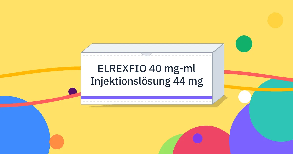 Symbolbild: Packung mit der Aufschrift ELREXFIO 40 mg-ml Injektionslösung 44 mg (PZN 18651583) – Verfügbarkeit und Bezug in Apotheken in Frankfurt am Main