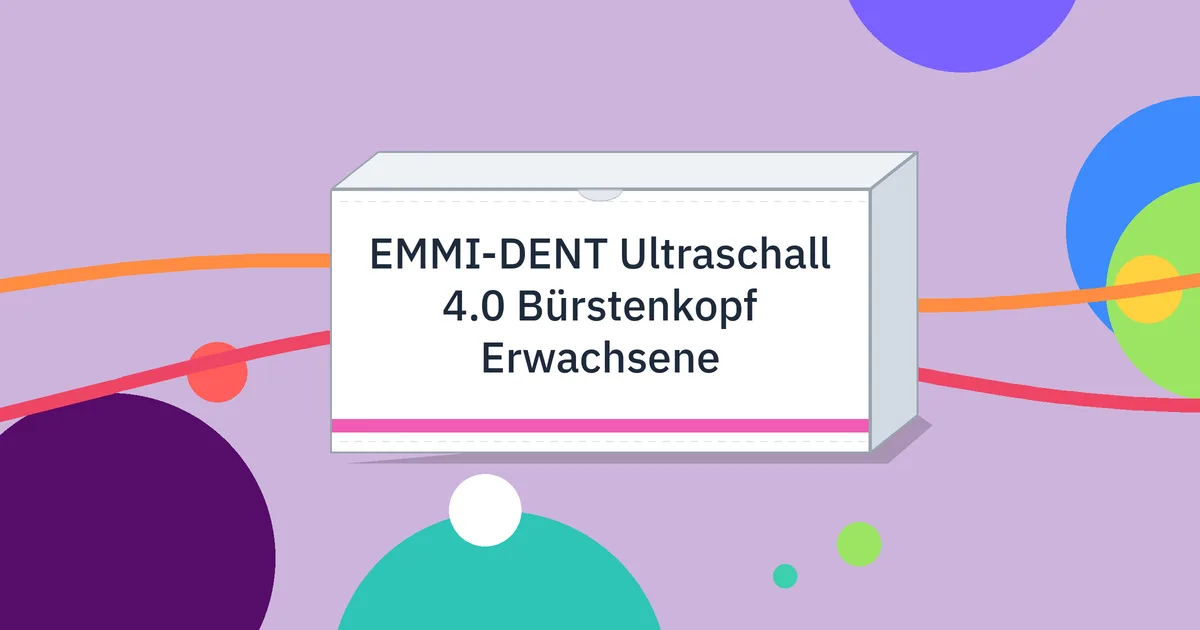 Symbolbild: Packung mit der Aufschrift EMMI-DENT Ultraschall 4.0 Bürstenkopf Erwachsene (PZN 13914894) – Verfügbarkeit und Bezug in Apotheken in Frankfurt am Main