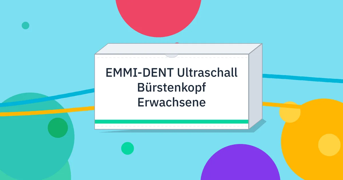Symbolbild: Packung mit der Aufschrift EMMI-DENT Ultraschall Bürstenkopf Erwachsene (PZN 01551506) – Verfügbarkeit und Bezug in Apotheken in Frankfurt am Main