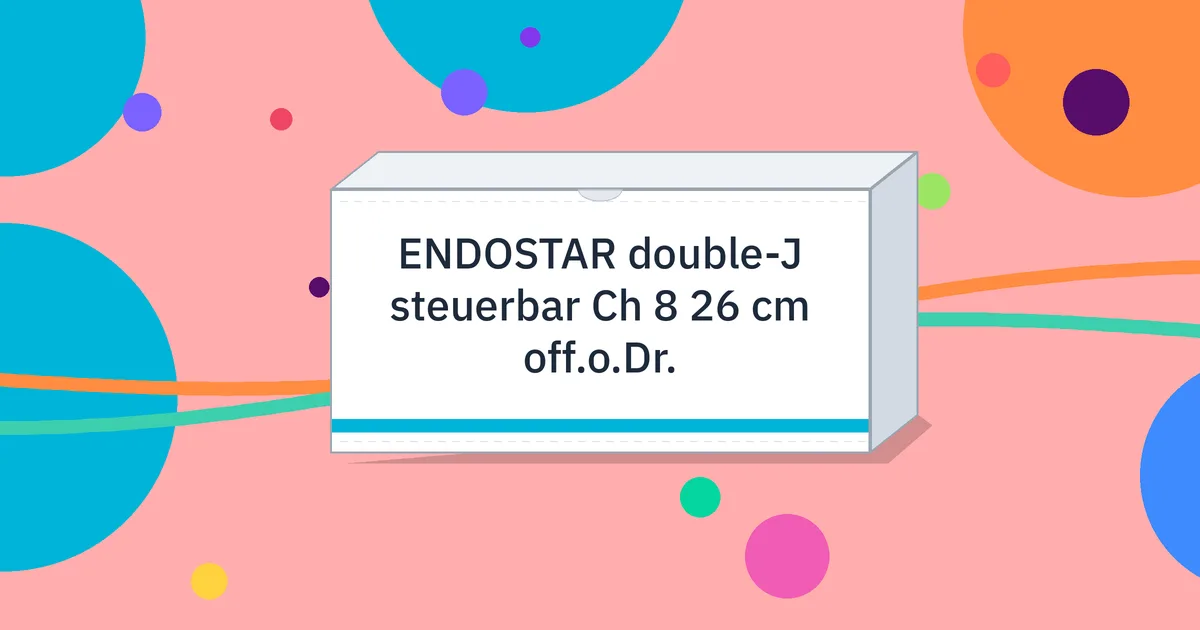 Symbolbild: Packung mit der Aufschrift ENDOSTAR double-J steuerbar Ch 8 26 cm off.o.Dr. (PZN 00439552) – Verfügbarkeit und Bezug in Apotheken in Frankfurt am Main