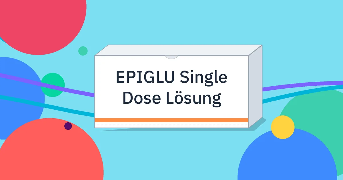Symbolbild: Packung mit der Aufschrift EPIGLU Single Dose Lösung (PZN 12635465) – Verfügbarkeit und Bezug in Apotheken in Frankfurt am Main