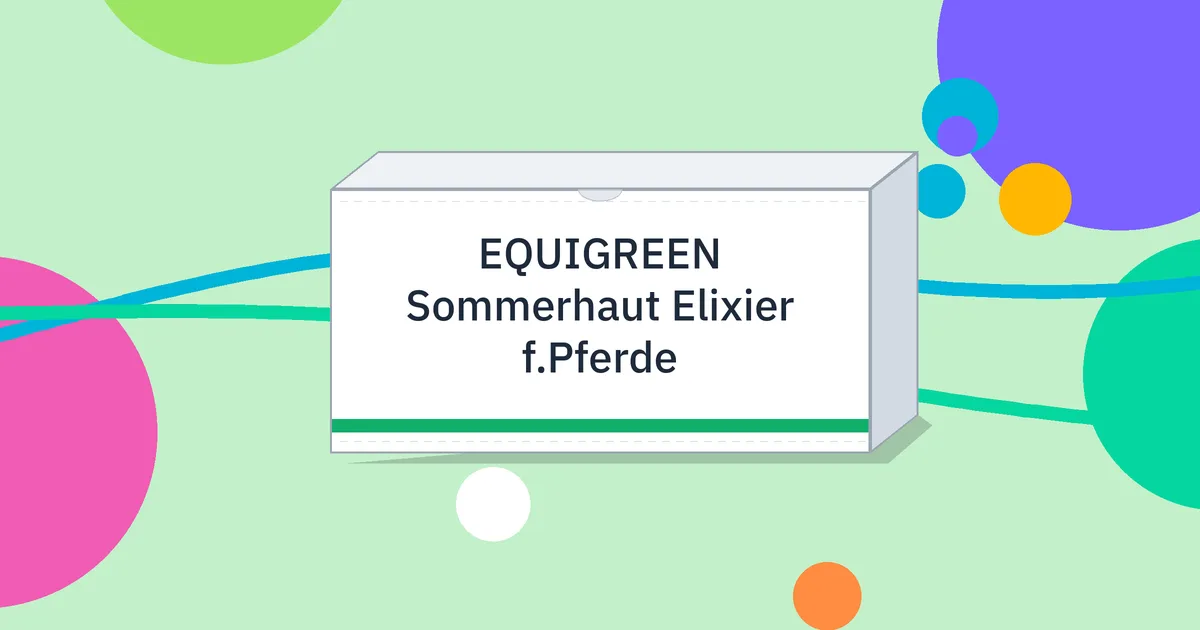 Symbolbild: Packung mit der Aufschrift EQUIGREEN Sommerhaut Elixier f.Pferde (PZN 17537112) – Verfügbarkeit und Bezug in Apotheken in Frankfurt am Main