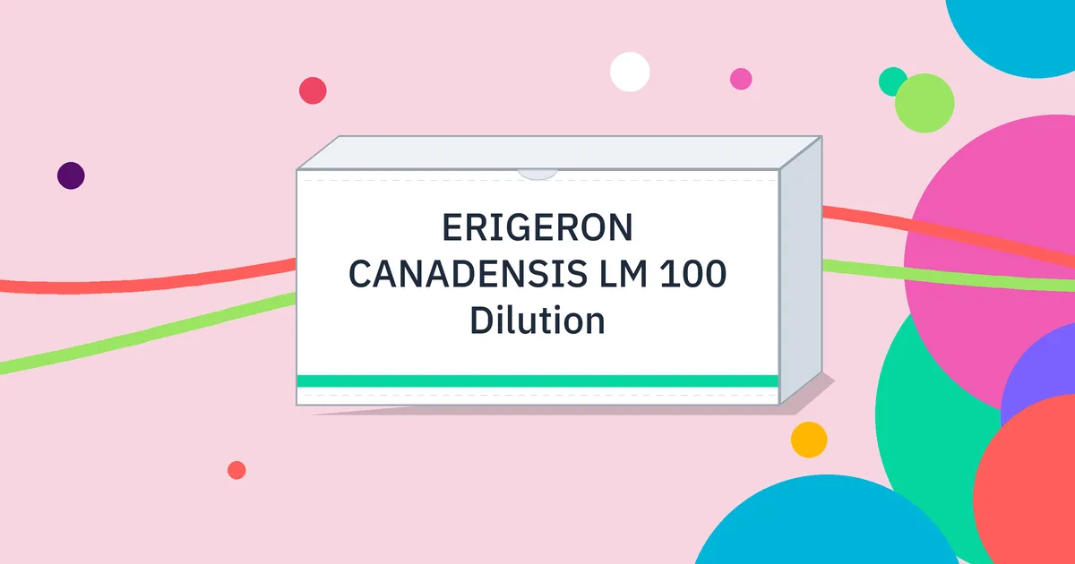 Symbolbild: Packung mit der Aufschrift ERIGERON CANADENSIS LM 100 Dilution (PZN 13478393) – Verfügbarkeit und Bezug in Apotheken in Frankfurt am Main