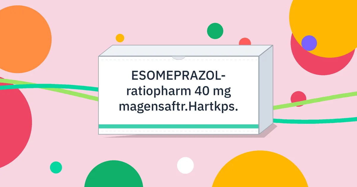 Symbolbild: Packung mit der Aufschrift ESOMEPRAZOL-ratiopharm 40 mg magensaftr.Hartkps. (PZN 06456801) – Verfügbarkeit und Bezug in Apotheken in Frankfurt am Main