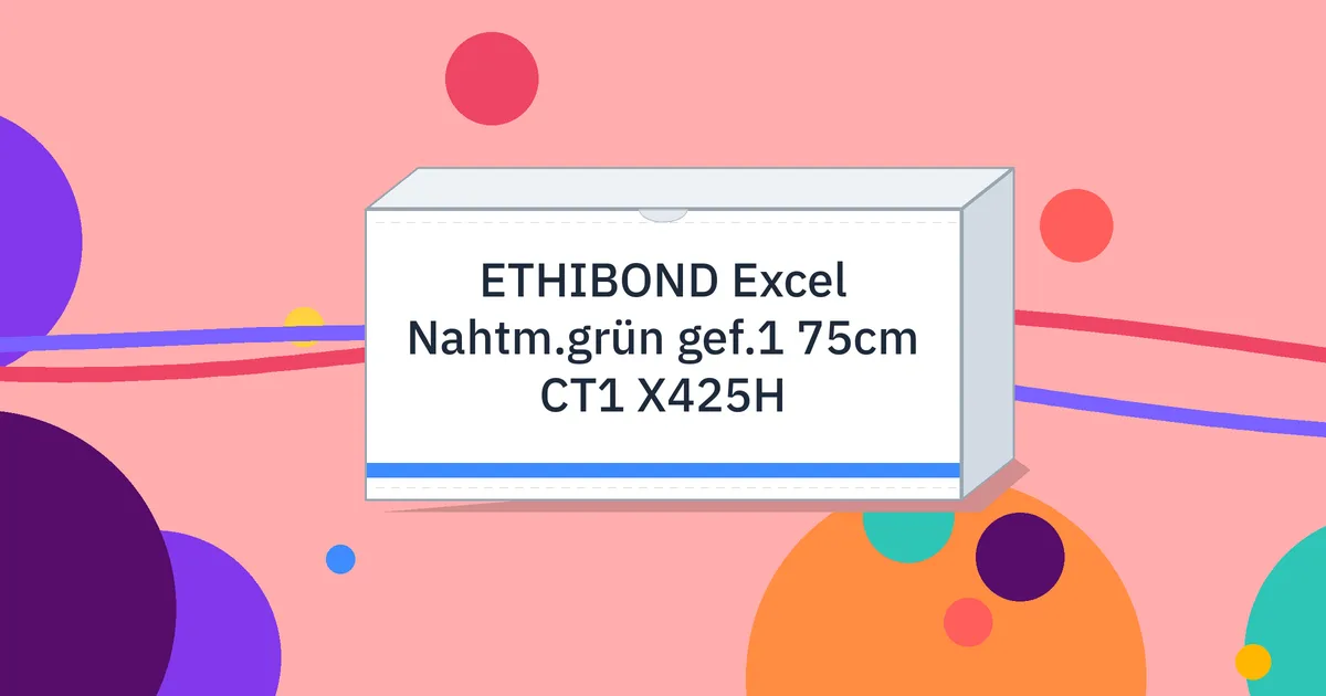 Symbolbild: Packung mit der Aufschrift ETHIBOND Excel Nahtm.grün gef.1 75cm CT1 X425H (PZN 16249799) – Verfügbarkeit und Bezug in Apotheken in Frankfurt am Main