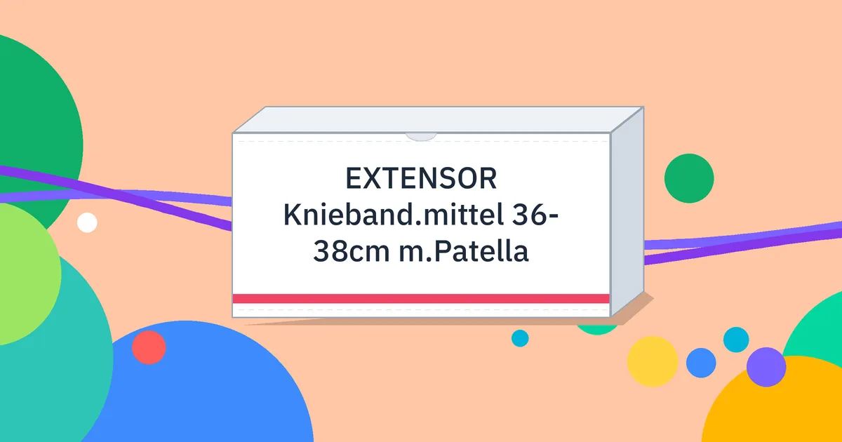 Symbolbild: Packung mit der Aufschrift EXTENSOR Knieband.mittel 36-38cm m.Patella (PZN 04496506) – Verfügbarkeit und Bezug in Apotheken in Frankfurt am Main
