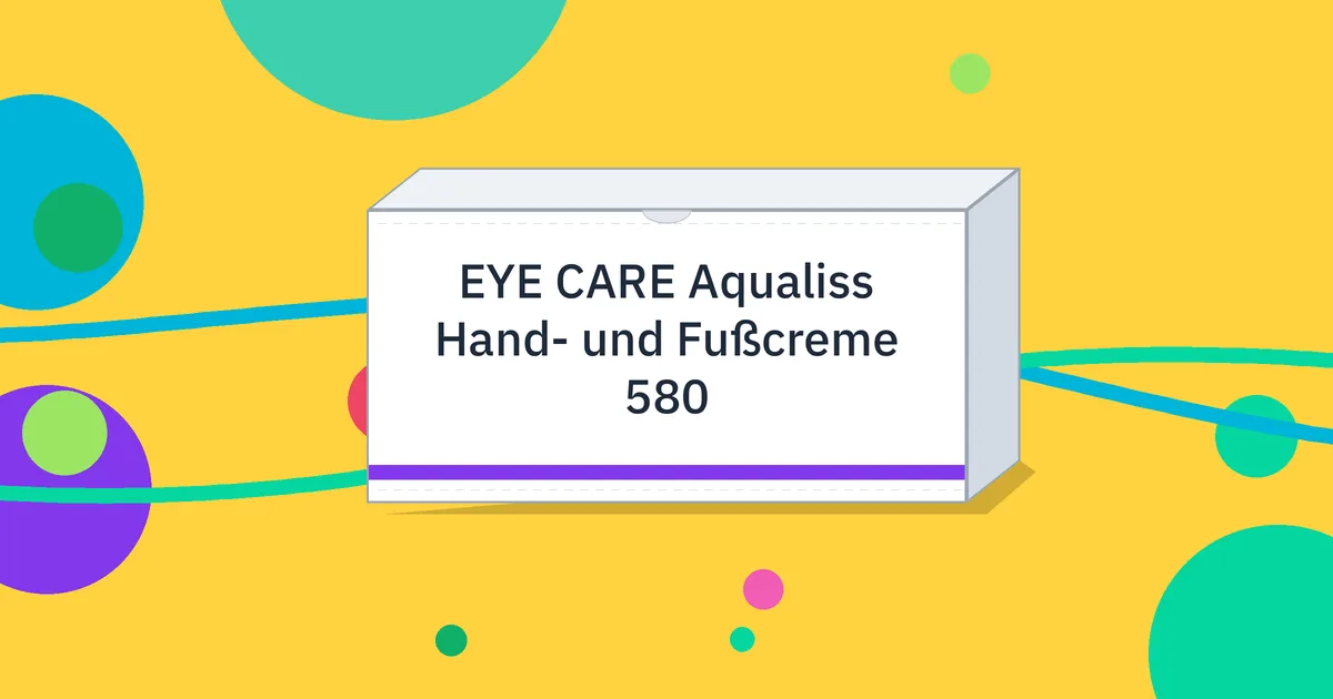 Symbolbild: Packung mit der Aufschrift EYE CARE Aqualiss Hand- und Fußcreme 580 (PZN 17919948) – Verfügbarkeit und Bezug in Apotheken in Frankfurt am Main