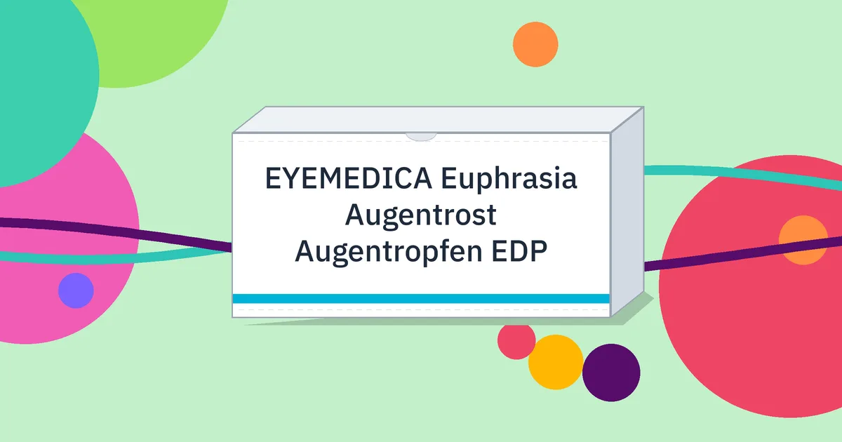 Symbolbild: Packung mit der Aufschrift EYEMEDICA Euphrasia Augentrost Augentropfen EDP (PZN 15406676) – Verfügbarkeit und Bezug in Apotheken in Frankfurt am Main