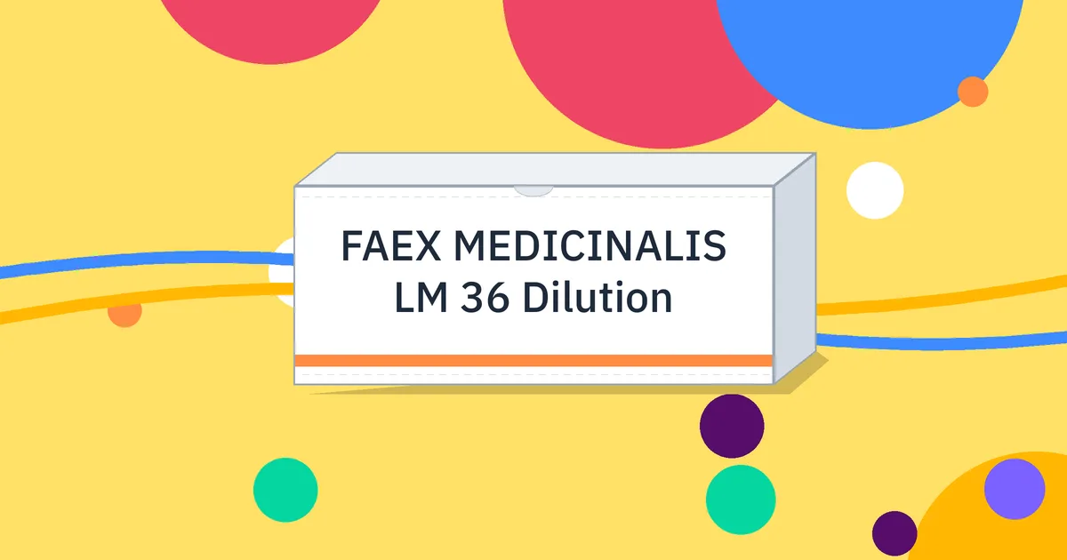 Symbolbild: Packung mit der Aufschrift FAEX MEDICINALIS LM 36 Dilution (PZN 13486263) – Verfügbarkeit und Bezug in Apotheken in Frankfurt am Main