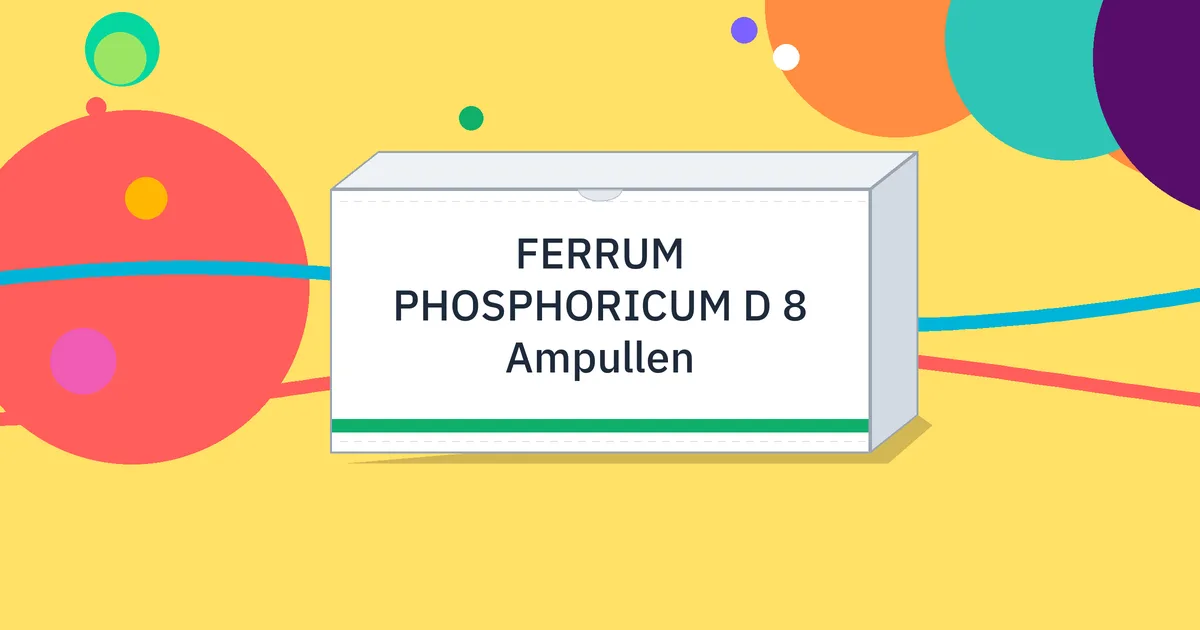 Symbolbild: Packung mit der Aufschrift FERRUM PHOSPHORICUM D 8 Ampullen (PZN 11705867) – Verfügbarkeit und Bezug in Apotheken in Frankfurt am Main