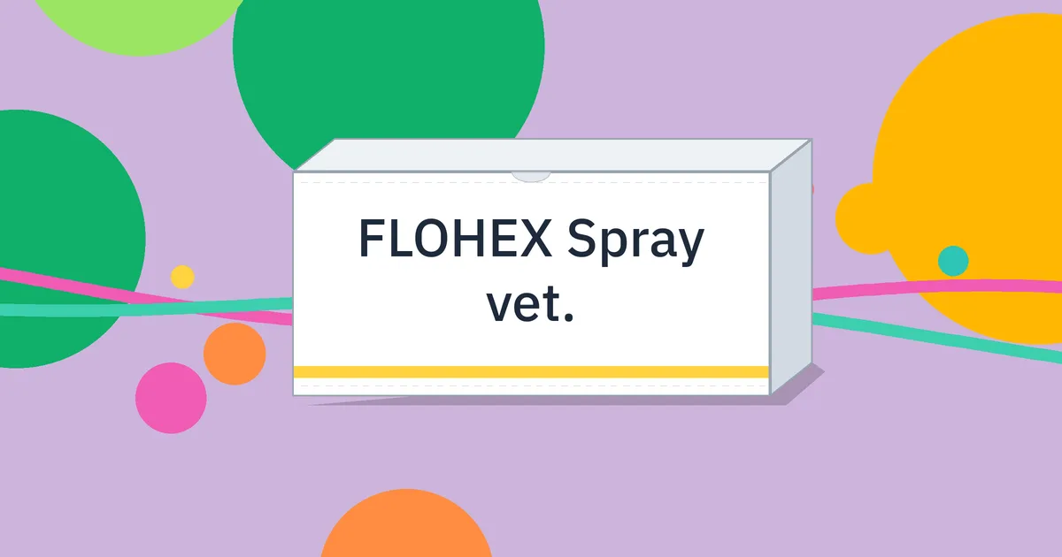 Symbolbild: Packung mit der Aufschrift FLOHEX Spray vet. (PZN 13582305) – Verfügbarkeit und Bezug in Apotheken in Frankfurt am Main