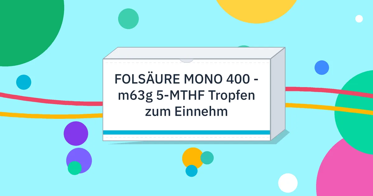 Symbolbild: Packung mit der Aufschrift FOLSÄURE MONO 400 -m63g 5-MTHF Tropfen zum Einnehm (PZN 17277183) – Verfügbarkeit und Bezug in Apotheken in Frankfurt am Main