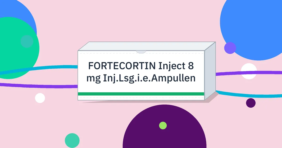 Symbolbild: Packung mit der Aufschrift FORTECORTIN Inject 8 mg Inj.Lsg.i.e.Ampullen (PZN 00081978) – Verfügbarkeit und Bezug in Apotheken in Frankfurt am Main