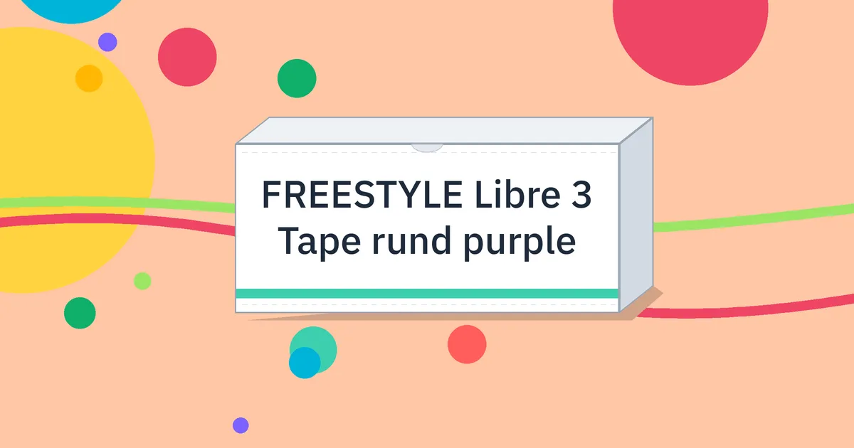 Symbolbild: Packung mit der Aufschrift FREESTYLE Libre 3 Tape rund purple (PZN 18178170) – Verfügbarkeit und Bezug in Apotheken in Frankfurt am Main