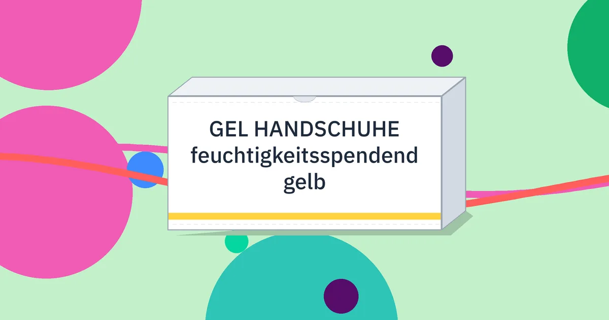 Symbolbild: Packung mit der Aufschrift GEL HANDSCHUHE feuchtigkeitsspendend gelb (PZN 02908703) – Verfügbarkeit und Bezug in Apotheken in Frankfurt am Main