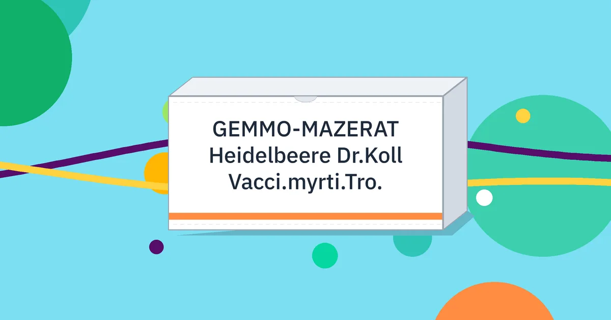 Symbolbild: Packung mit der Aufschrift GEMMO-MAZERAT Heidelbeere Dr.Koll Vacci.myrti.Tro. (PZN 20059981) – Verfügbarkeit und Bezug in Apotheken in Frankfurt am Main