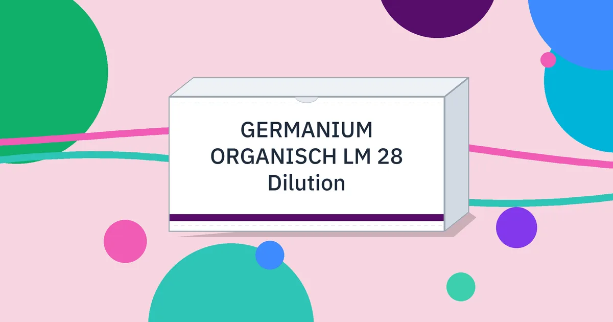 Symbolbild: Packung mit der Aufschrift GERMANIUM ORGANISCH LM 28 Dilution (PZN 16363934) – Verfügbarkeit und Bezug in Apotheken in Frankfurt am Main