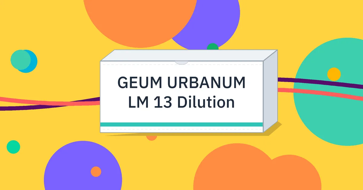 Symbolbild: Packung mit der Aufschrift GEUM URBANUM LM 13 Dilution (PZN 13543759) – Verfügbarkeit und Bezug in Apotheken in Frankfurt am Main