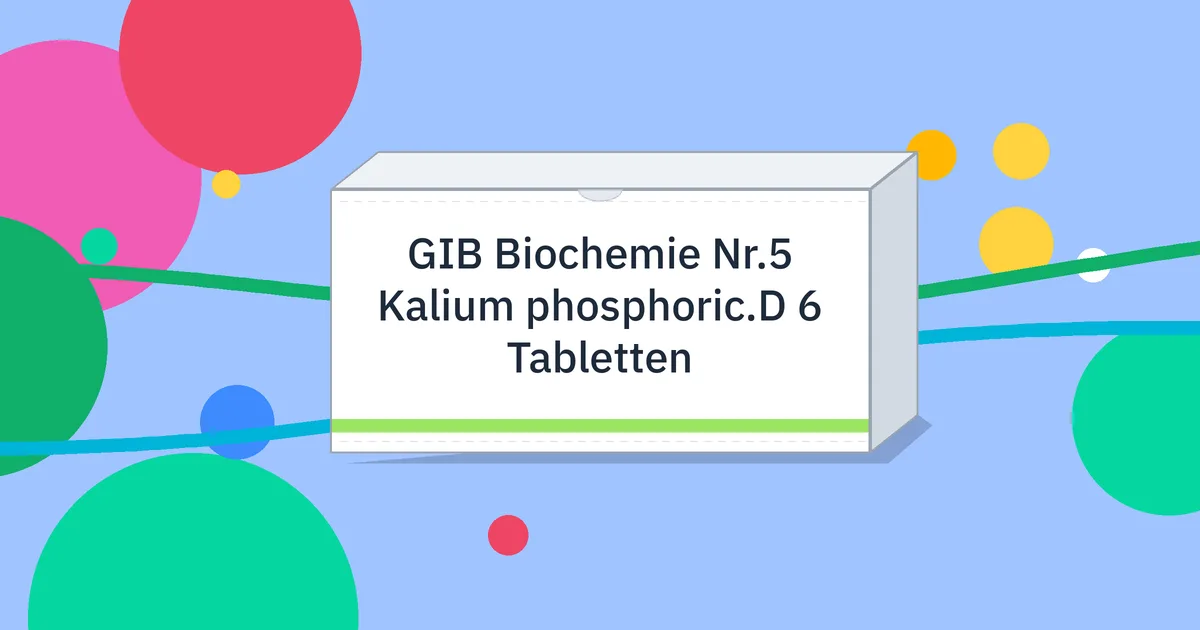 Symbolbild: Packung mit der Aufschrift GIB Biochemie Nr.5 Kalium phosphoric.D 6 Tabletten (PZN 08481252) – Verfügbarkeit und Bezug in Apotheken in Frankfurt am Main