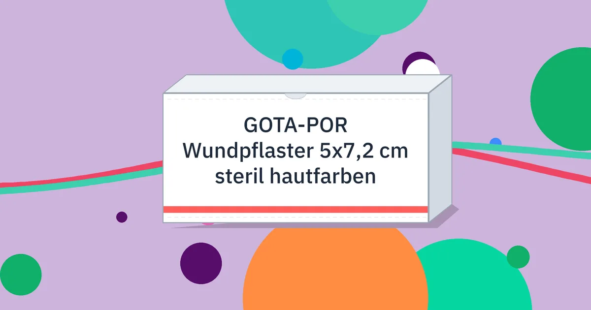 Symbolbild: Packung mit der Aufschrift GOTA-POR Wundpflaster 5x7,2 cm steril hautfarben (PZN 11240339) – Verfügbarkeit und Bezug in Apotheken in Frankfurt am Main