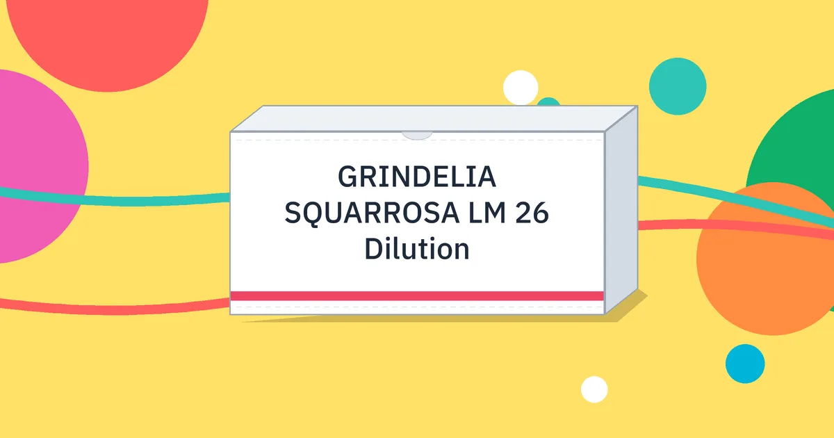 Symbolbild: Packung mit der Aufschrift GRINDELIA SQUARROSA LM 26 Dilution (PZN 13547651) – Verfügbarkeit und Bezug in Apotheken in Frankfurt am Main
