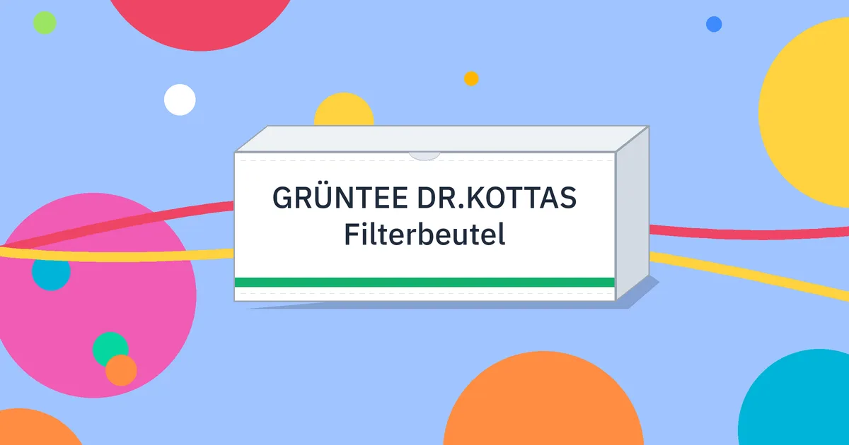 Symbolbild: Packung mit der Aufschrift GRÜNTEE DR.KOTTAS Filterbeutel (PZN 12645647) – Verfügbarkeit und Bezug in Apotheken in Frankfurt am Main