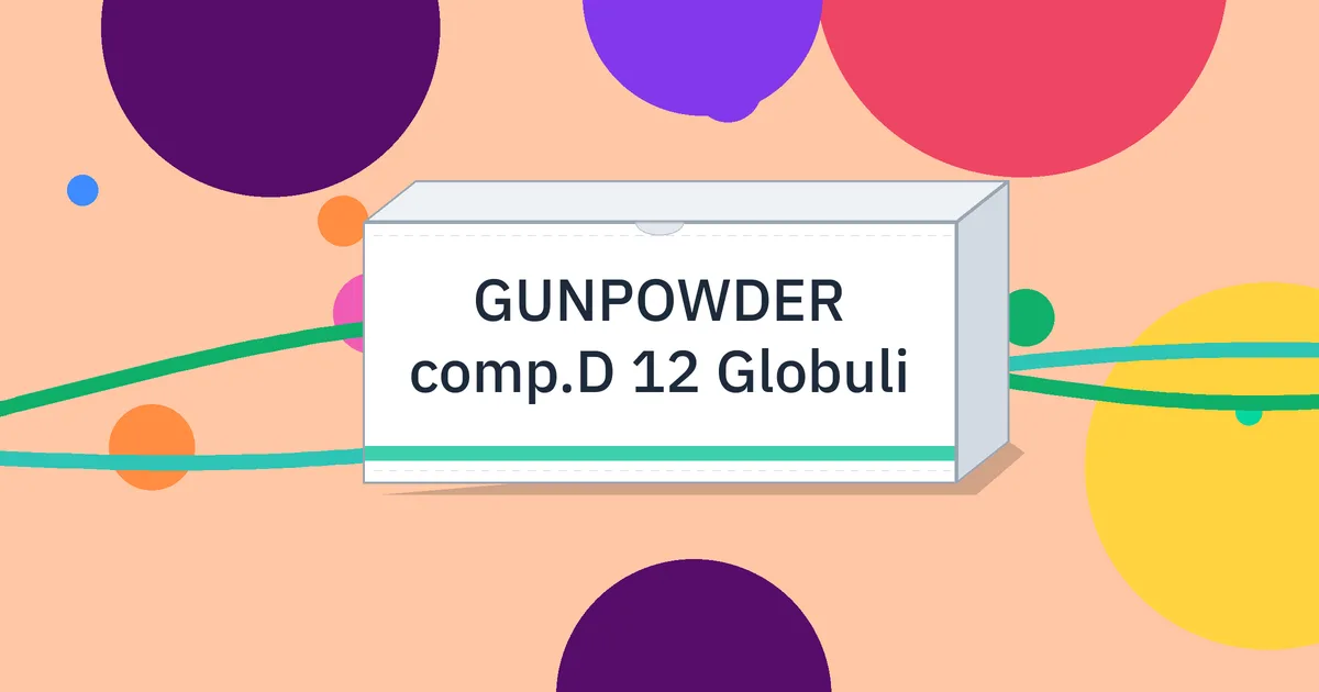 Symbolbild: Packung mit der Aufschrift GUNPOWDER comp.D 12 Globuli (PZN 04655666) – Verfügbarkeit und Bezug in Apotheken in Frankfurt am Main