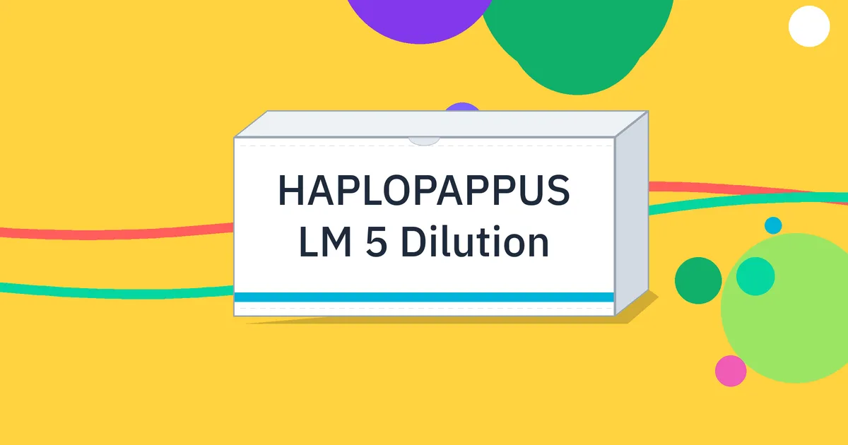 Symbolbild: Packung mit der Aufschrift HAPLOPAPPUS LM 5 Dilution (PZN 12884760) – Verfügbarkeit und Bezug in Apotheken in Frankfurt am Main
