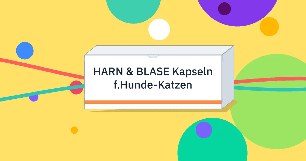 Symbolbild: Packung mit der Aufschrift HARN & BLASE Kapseln f.Hunde-Katzen (PZN 19459623) – Verfügbarkeit und Bezug in Apotheken in Frankfurt am Main