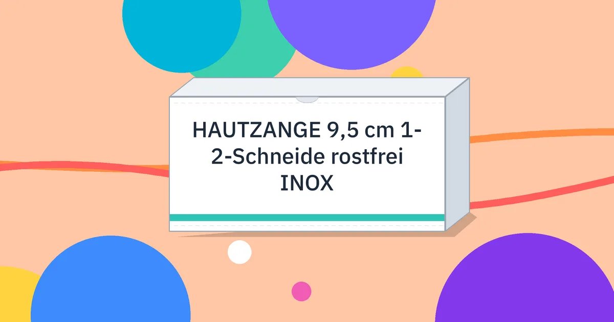 Symbolbild: Packung mit der Aufschrift HAUTZANGE 9,5 cm 1-2-Schneide rostfrei INOX (PZN 10356620) – Verfügbarkeit und Bezug in Apotheken in Frankfurt am Main