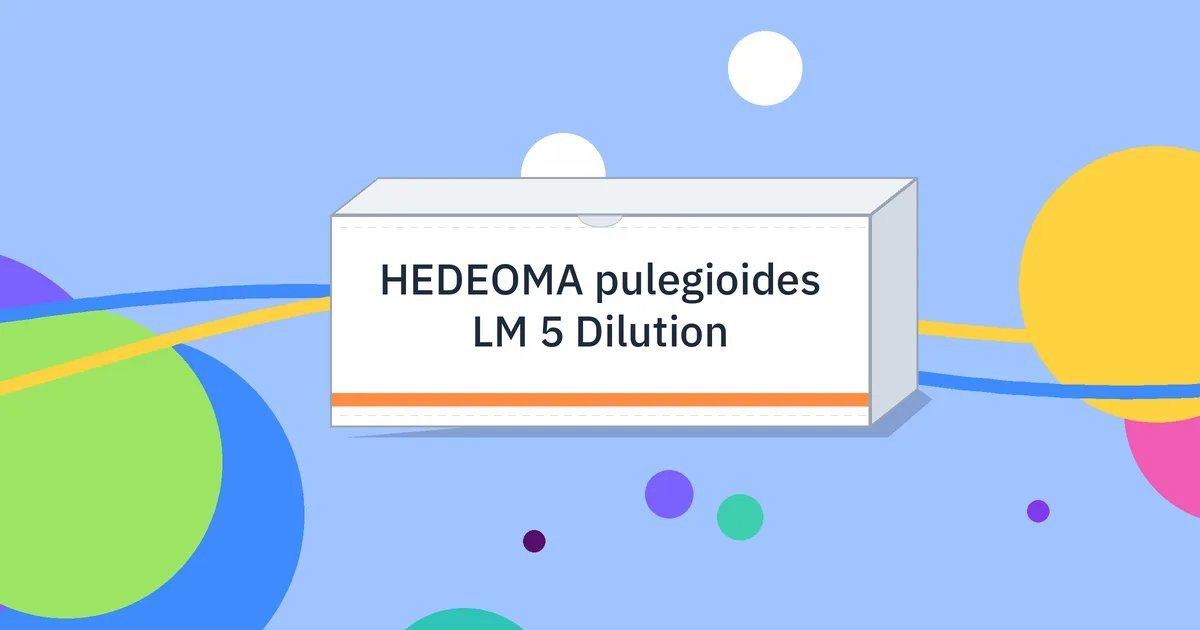 Symbolbild: Packung mit der Aufschrift HEDEOMA pulegioides LM 5 Dilution (PZN 13551084) – Verfügbarkeit und Bezug in Apotheken in Frankfurt am Main
