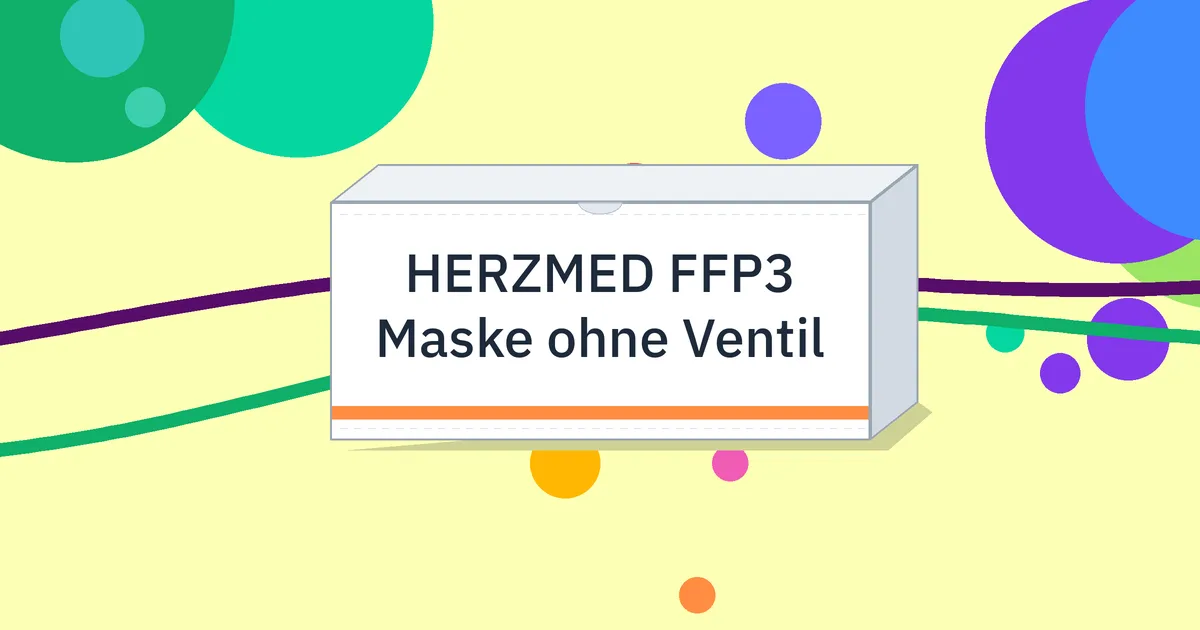 Symbolbild: Packung mit der Aufschrift HERZMED FFP3 Maske ohne Ventil (PZN 17250600) – Verfügbarkeit und Bezug in Apotheken in Frankfurt am Main