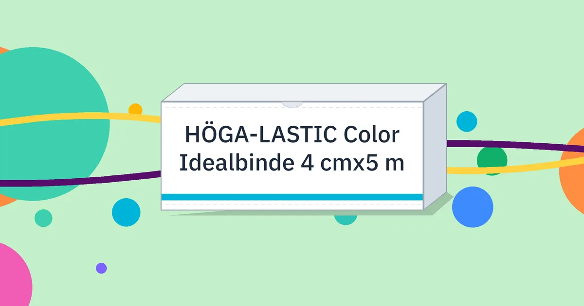 Symbolbild: Packung mit der Aufschrift HÖGA-LASTIC Color Idealbinde 4 cmx5 m (PZN 02331209) – Verfügbarkeit und Bezug in Apotheken in Frankfurt am Main