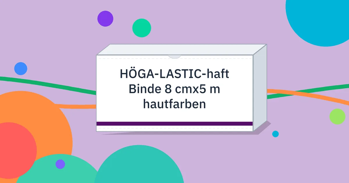 Symbolbild: Packung mit der Aufschrift HÖGA-LASTIC-haft Binde 8 cmx5 m hautfarben (PZN 15294409) – Verfügbarkeit und Bezug in Apotheken in Frankfurt am Main