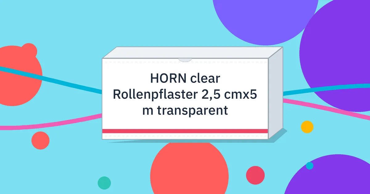 Symbolbild: Packung mit der Aufschrift HORN clear Rollenpflaster 2,5 cmx5 m transparent (PZN 03716213) – Verfügbarkeit und Bezug in Apotheken in Frankfurt am Main